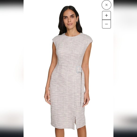 Calvin Klein | Dresses | Calvin Klein Neutral Tweed Midi Dress | Poshmark